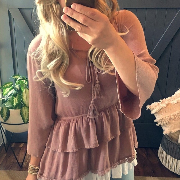 Tops | New Boho Rose Tiered Ruffle Tassel Blouse Top | Poshmark